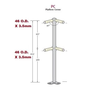 Platform Stanchion, Mill Finish, Aluminium - Meshstore